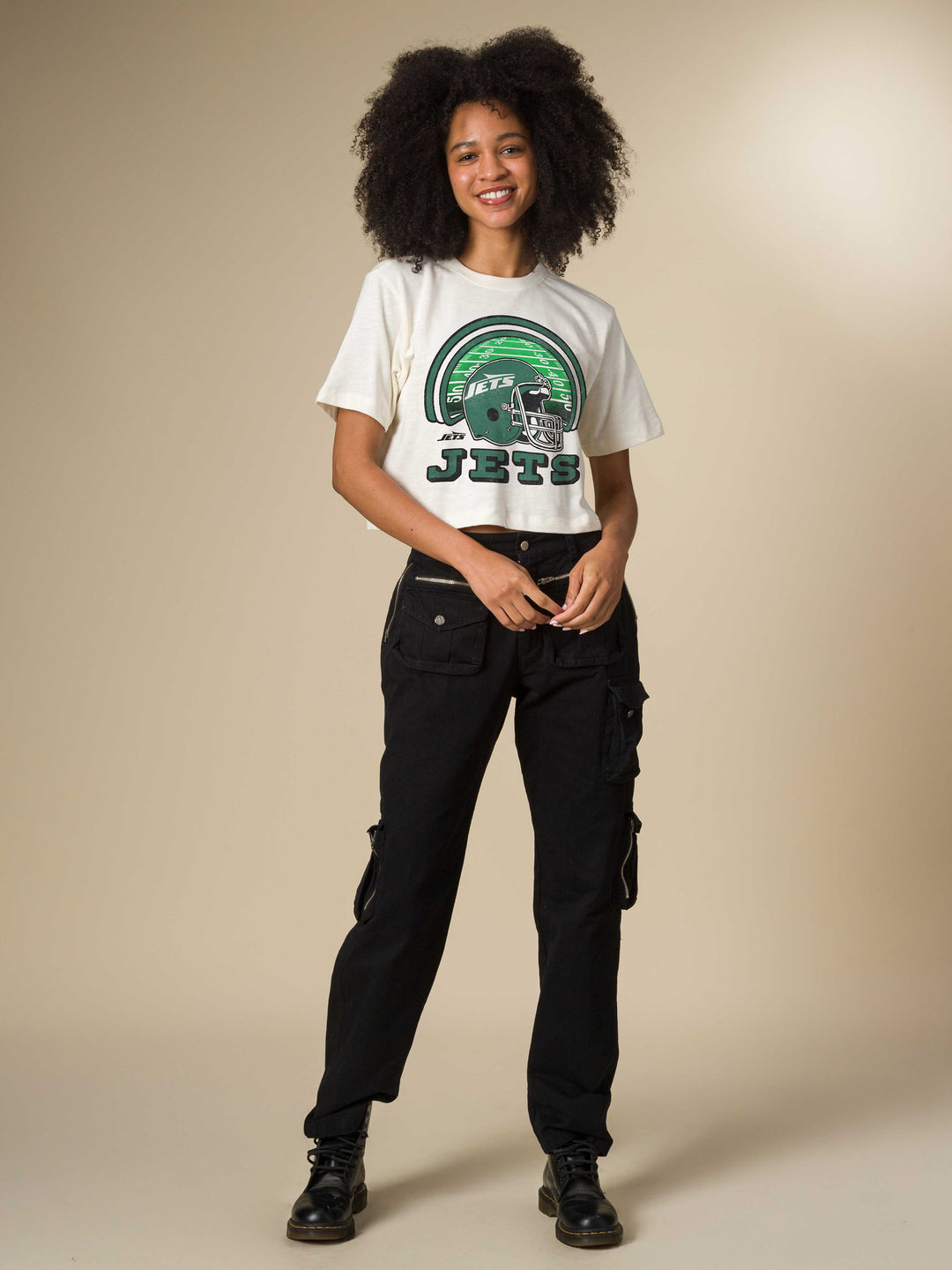 Women's New York Jets Game Time Mock Neck Crop Tee – Junk Food Clothing