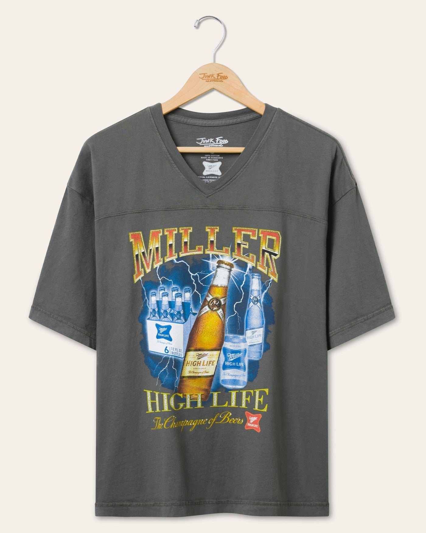 Miller High Life Lightning Bottles Hockey Tee – Junk Food Clothing