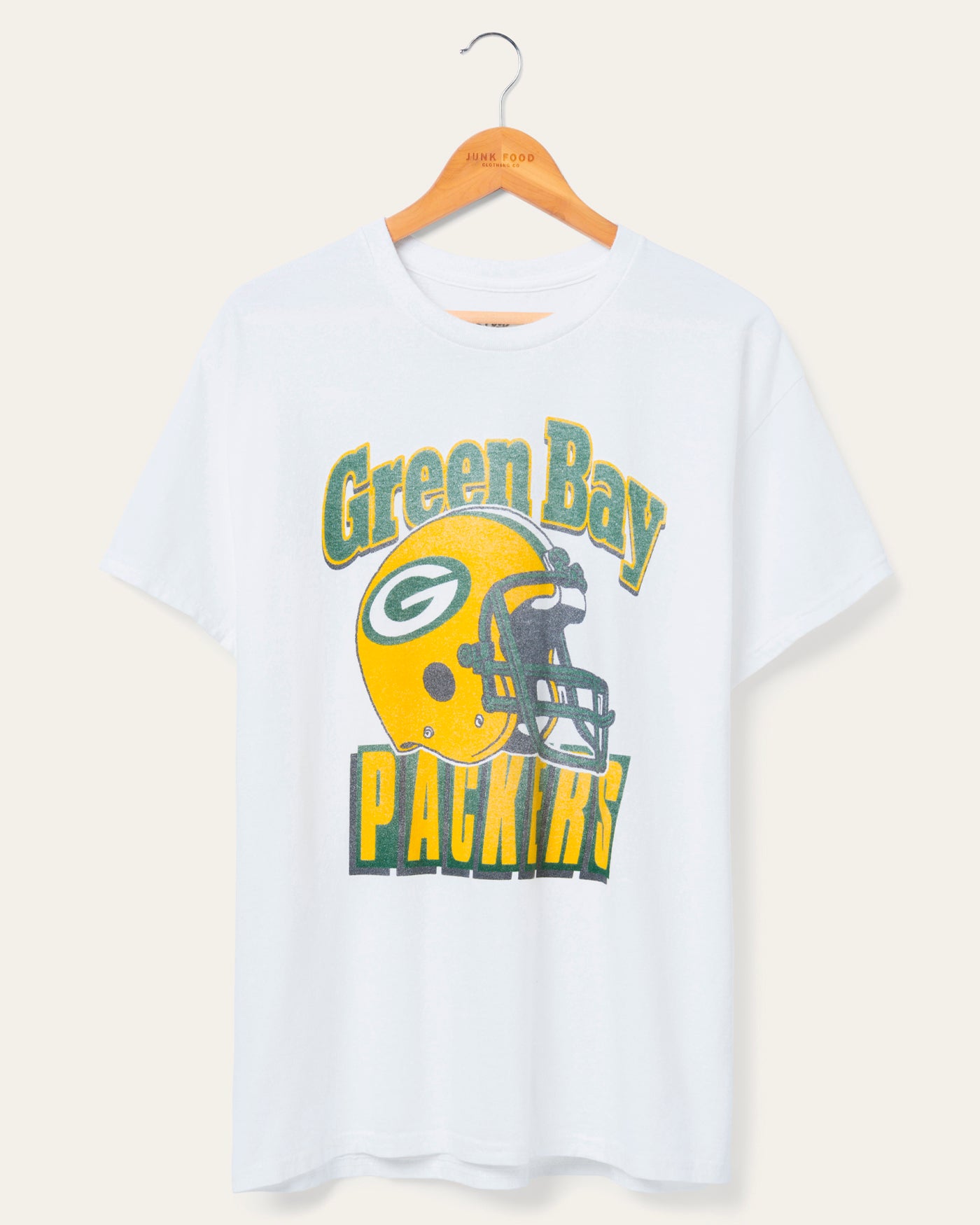 Green Bay Packers Throwback Helmet Flea Market Tee – Junk Food Clothing