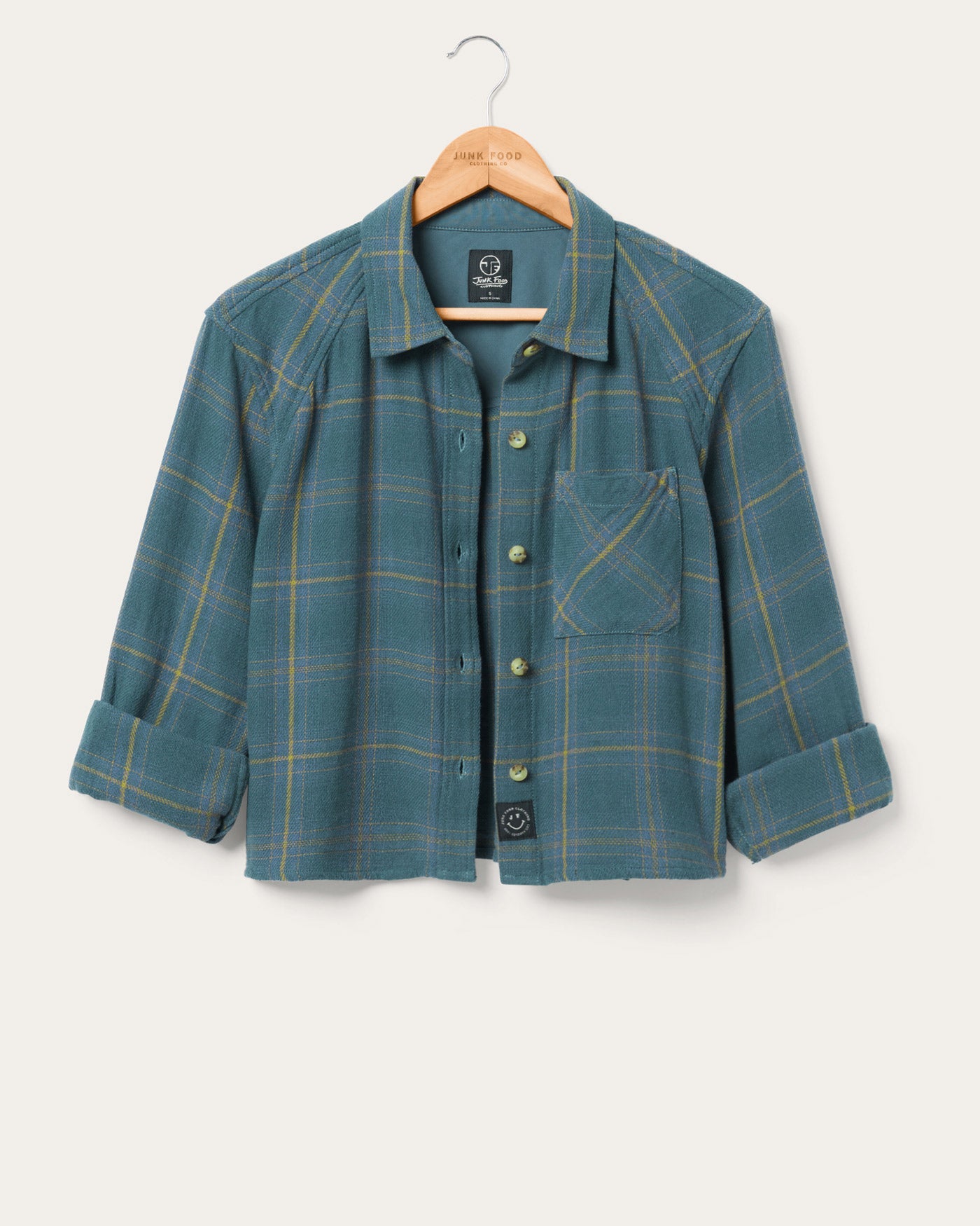 Women's Twill Plaid Crop Shirt – Junk Food Clothing
