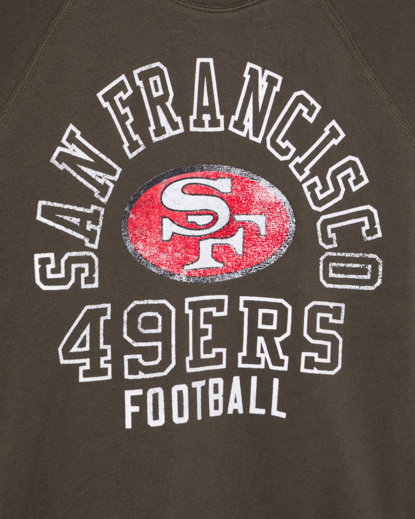 Women's San Francisco 49ers Flocked Raglan Crew Fleece | Junk Food Clothing