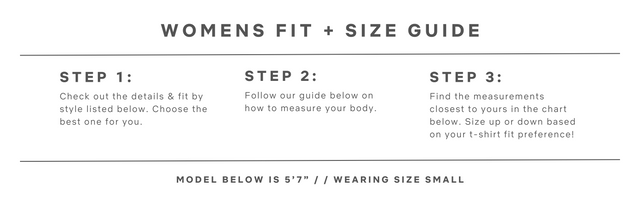 Women's Fit + Size Guide | Junk Food Clothing