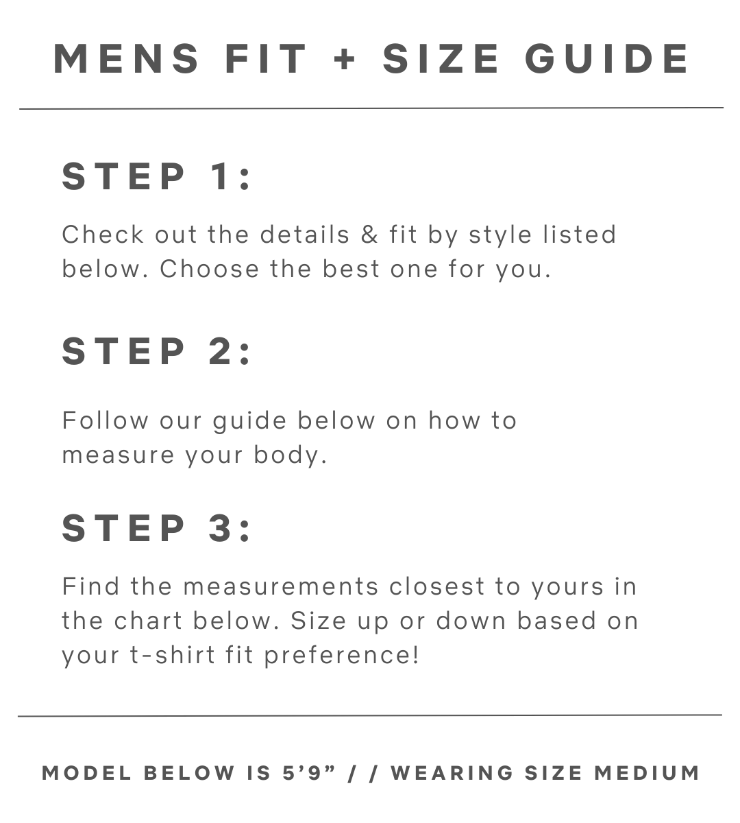 Men's Fit + Size Guide | Junk Food Clothing