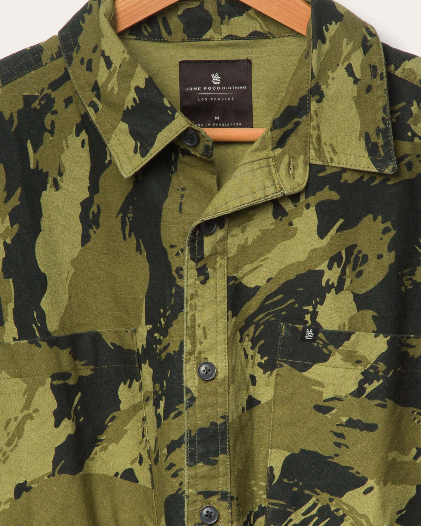 Tame Oversized Two Pocket Long Sleeve Camo Shirt | Junk Food Clothing