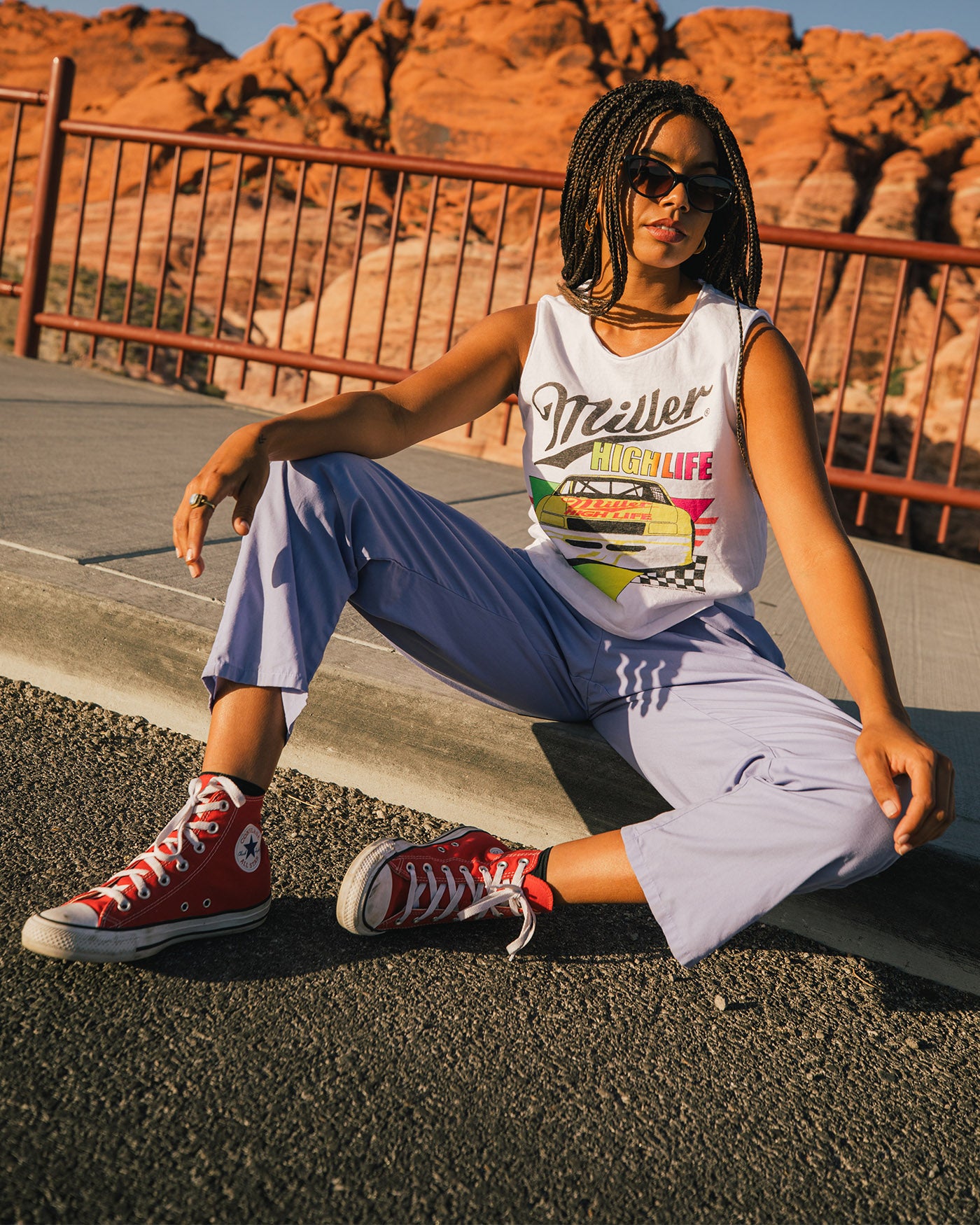 Women's Miller High Life Yellow Cab Checkers Cropped Muscle Tank | Junk ...