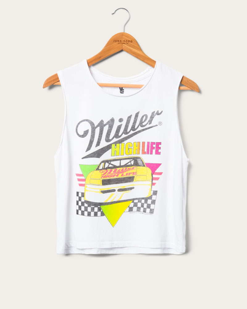 Women's Miller High Life Yellow Cab Checkers Cropped Muscle Tank | Junk ...